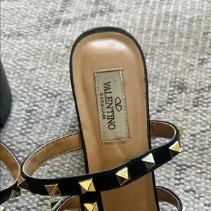 Valentino | Shoes | Valentino Black Sandals With Gold Studs | Poshmark